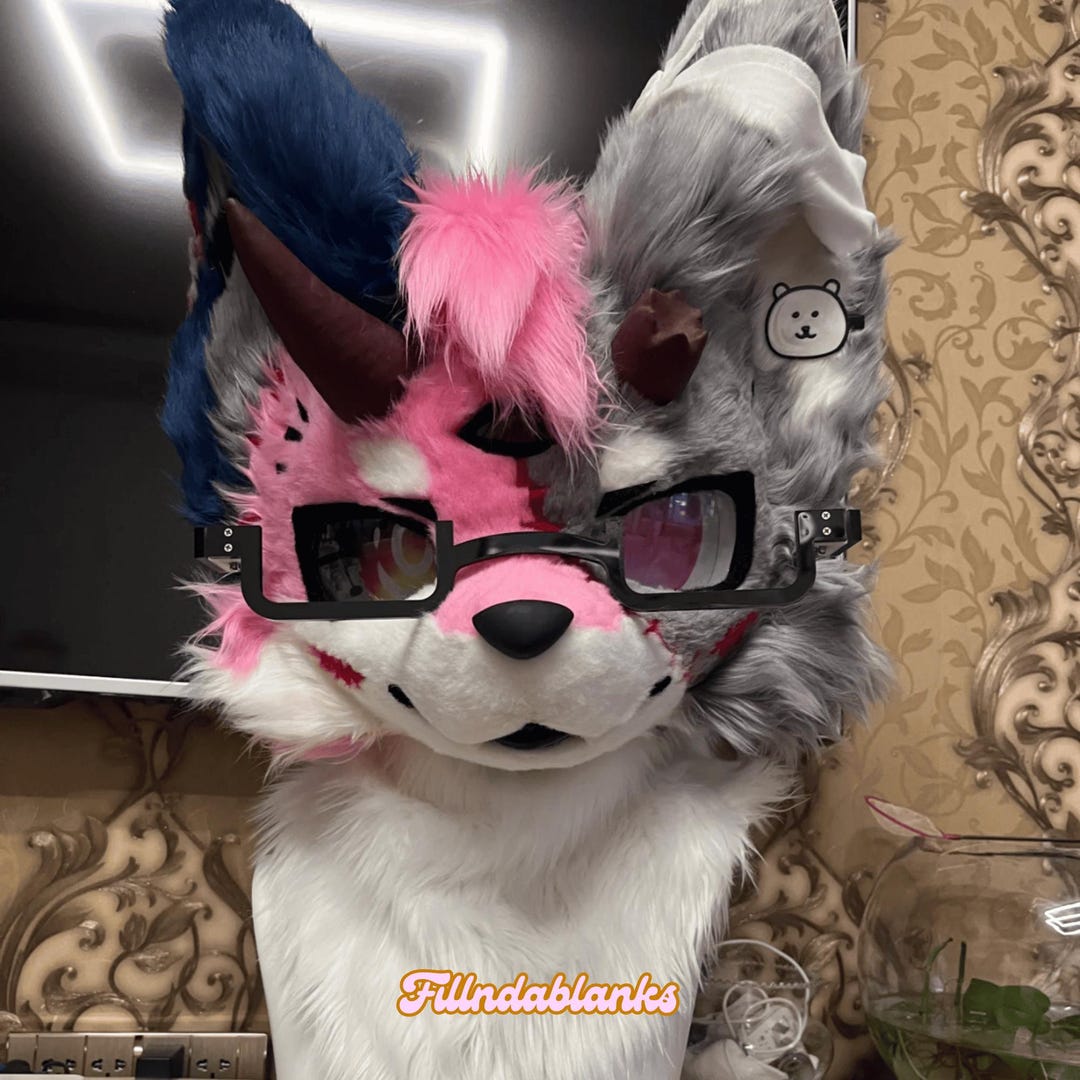 Cute Double Devil Dog Fursuit Head, Custom Fursuit Head, Kenomo Theme ...