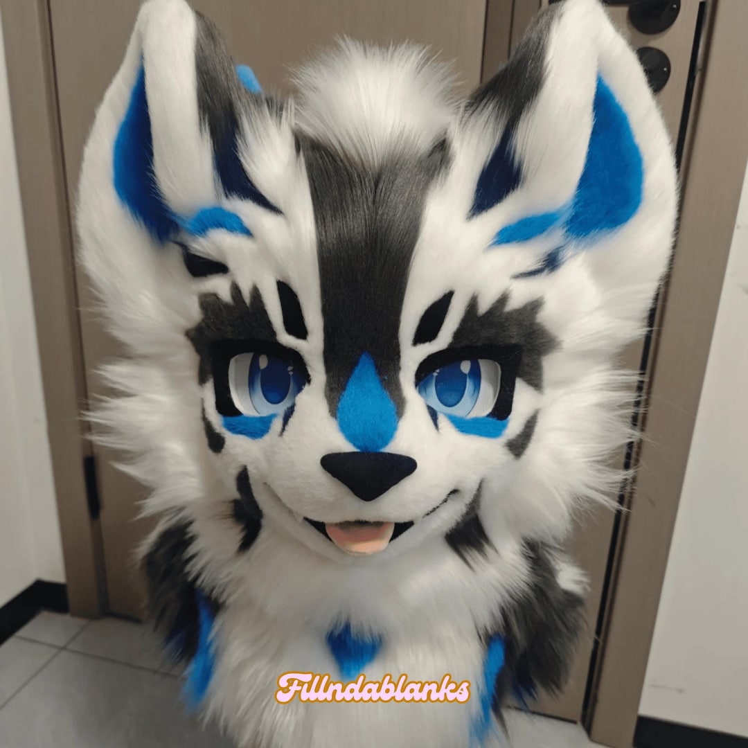 Blue-striped Arctic Fox Fursuit Head, Custom Fursuit Head, Kenomo Theme ...