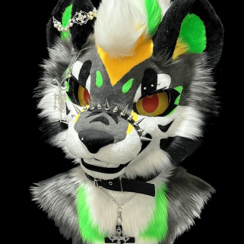 Evil Green Fluorescent Tiger Fursuit Head, Custom Fursuit Head, Kenomo ...