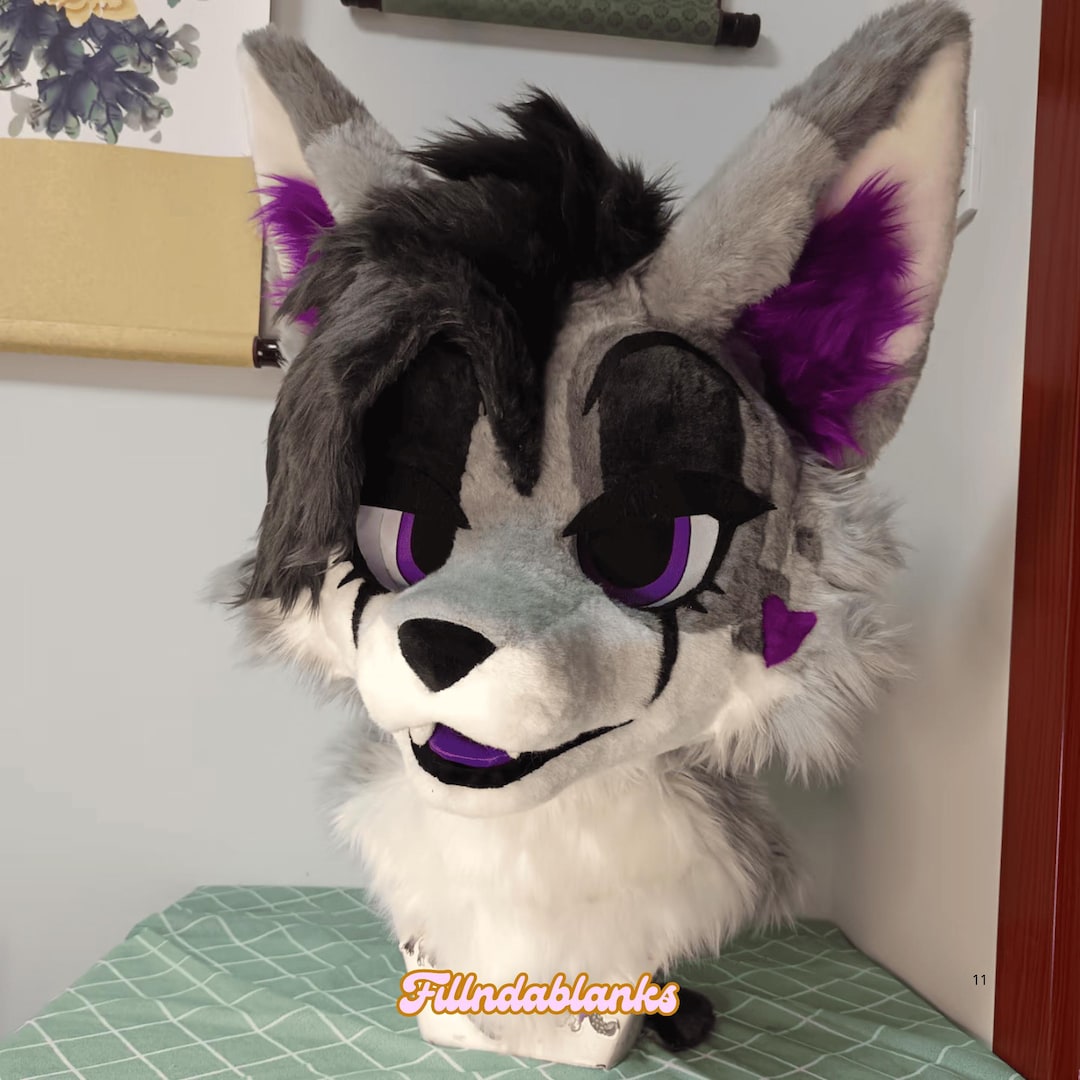 Purple Phantom Wolf Fursuit Head, Custom Fursuit Head, Kenomo Theme ...