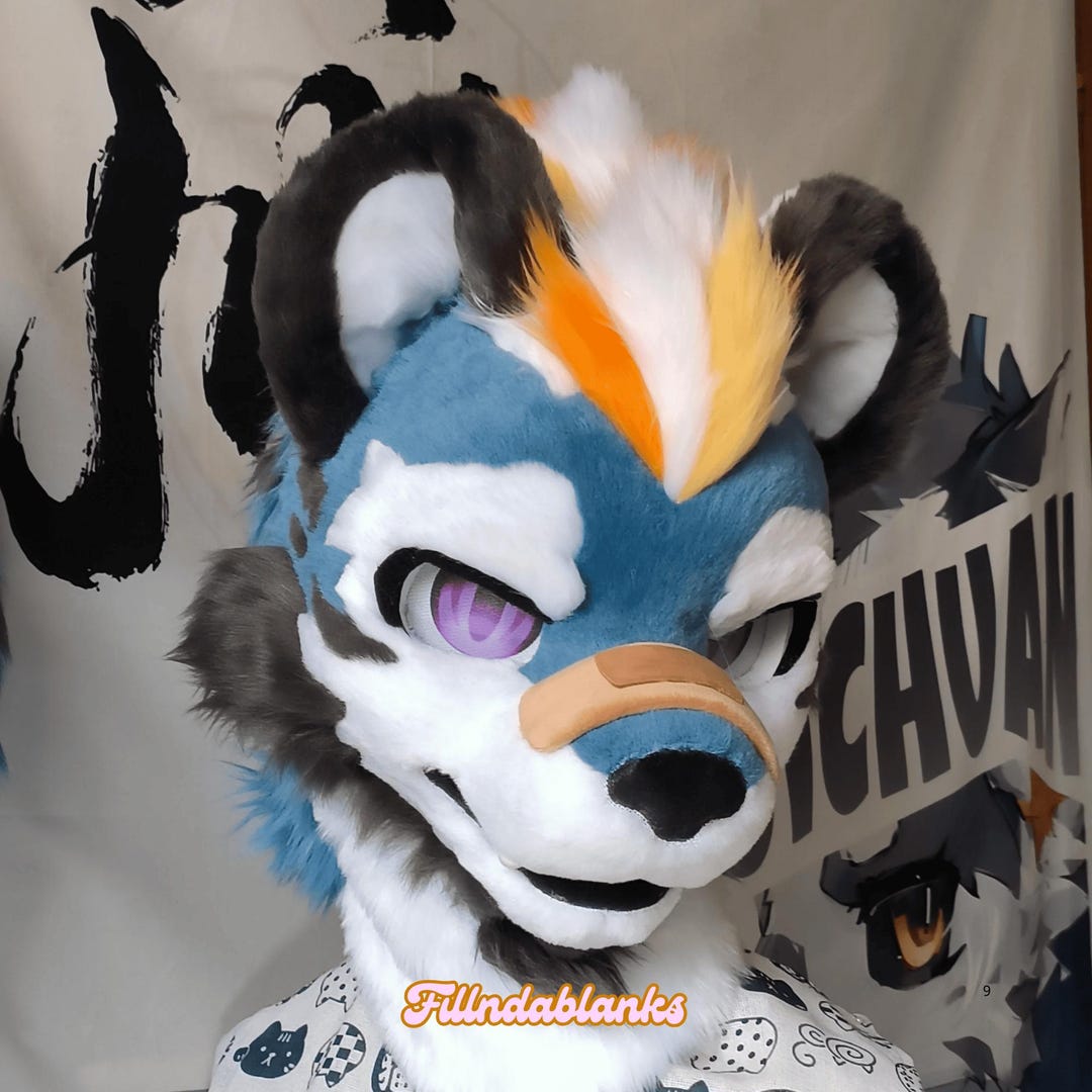 Bandaged Gangster Dog Fursuit Head, Custom Fursuit Head, Kenomo Theme ...