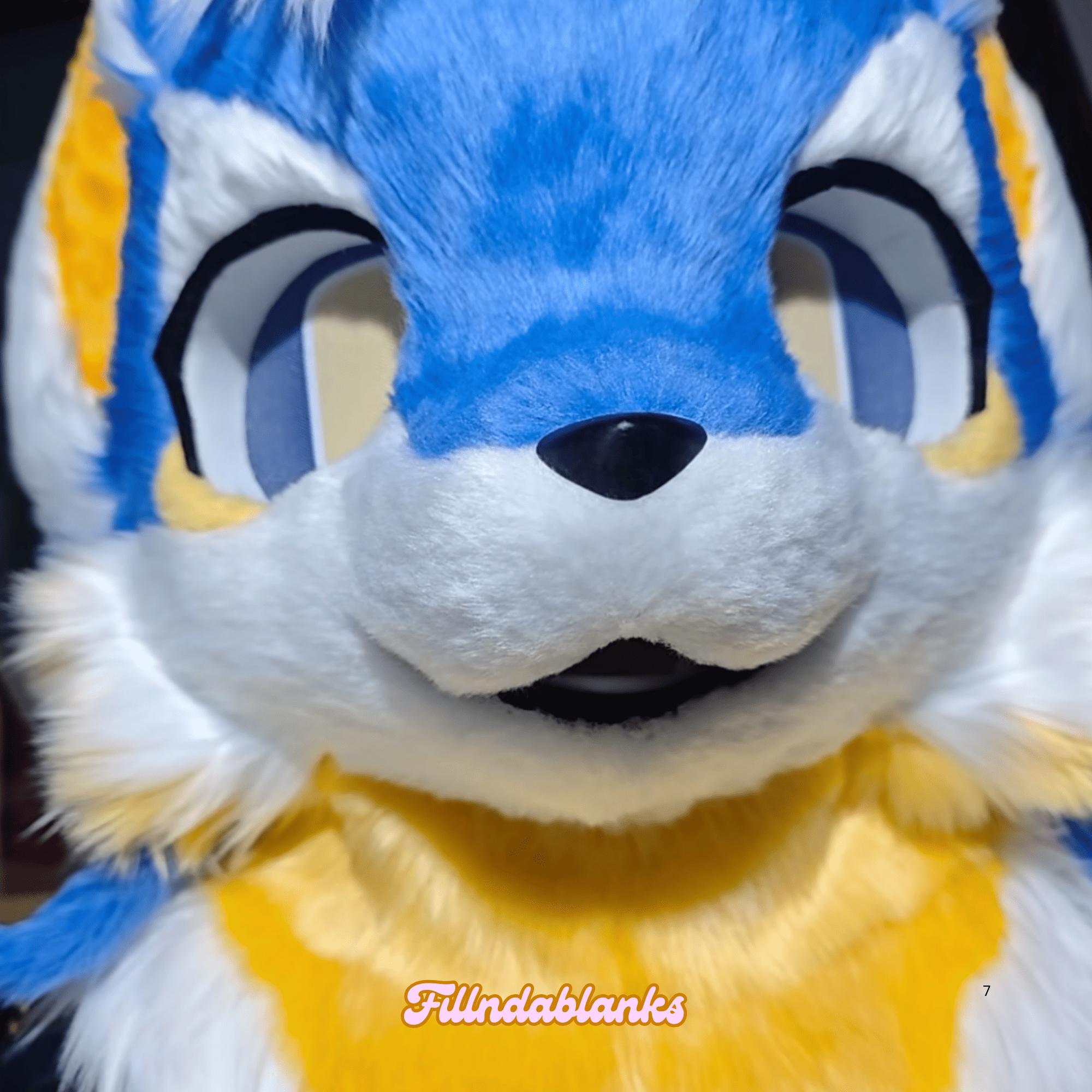 Unicorn Blue Fox Fursuit Head, Custom Fursuit Head, Kenomo Theme Party ...