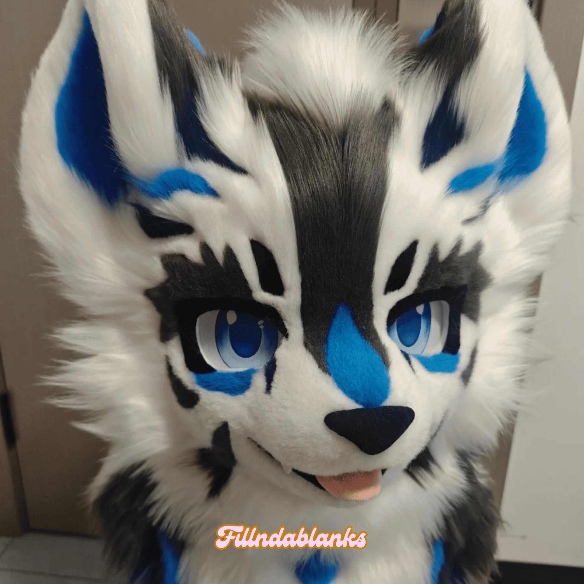 Blue-striped Arctic Fox Fursuit Head, Custom Fursuit Head, Kenomo Theme ...