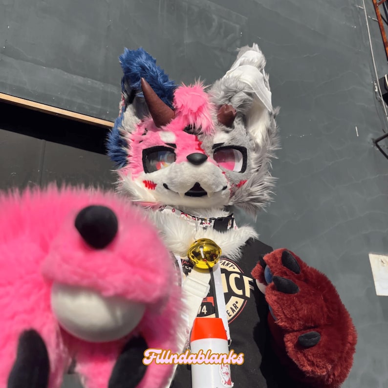 Cute Double Devil Dog Fursuit Head, Custom Fursuit Head, Kenomo Theme ...
