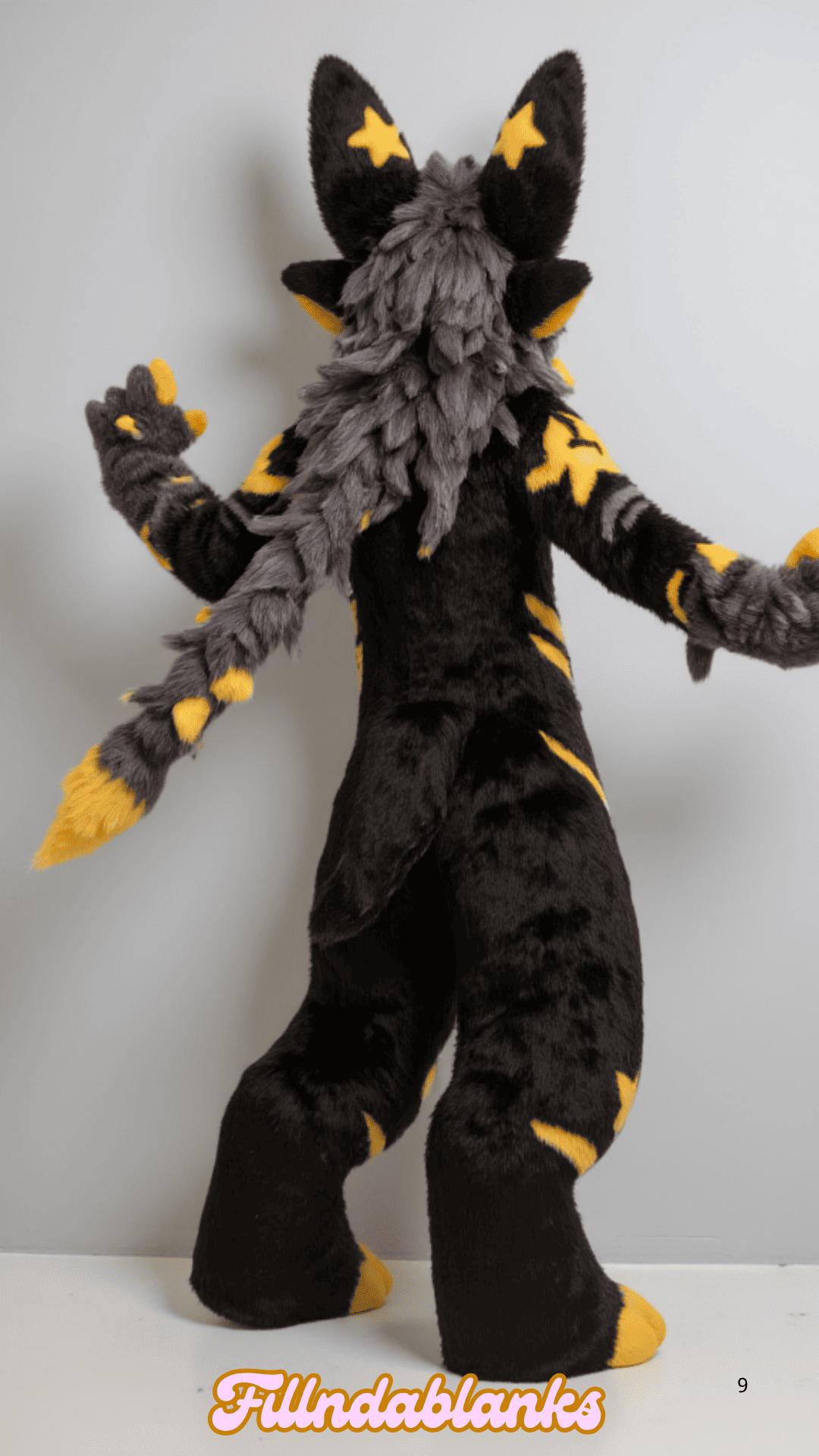Shadow Night Starlight Dog Fursuit Full Body Suit, Custom Fursuit Head ...
