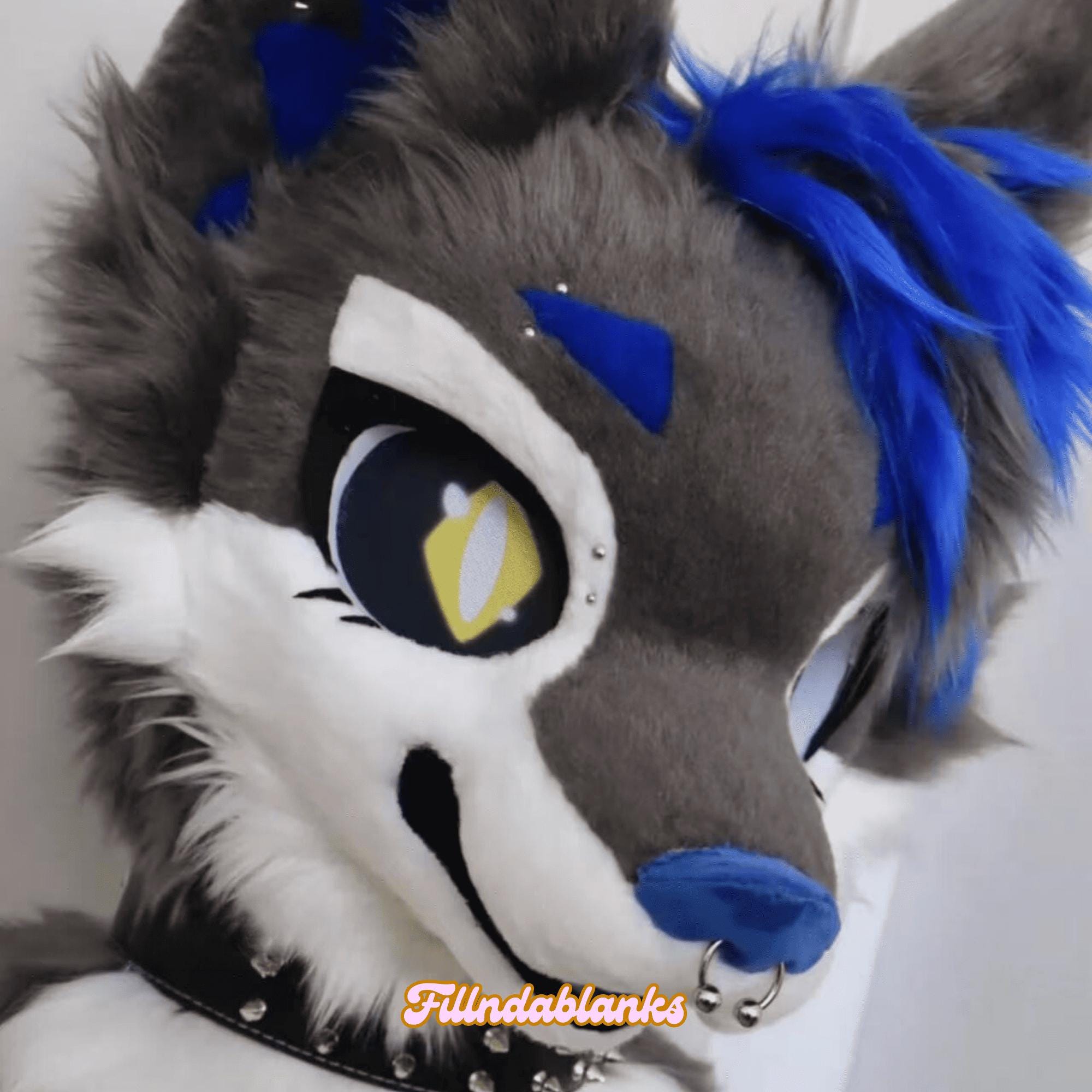 Melancholy Blue Rose Dog Fursuit Head, Custom Fursuit Head, Kenomo ...