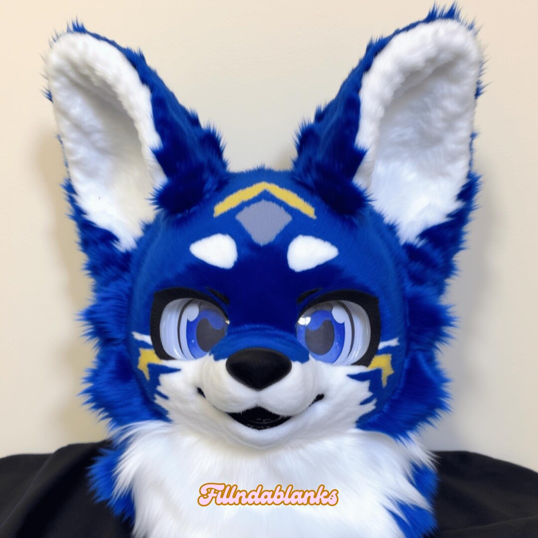 Cheddar Bleu Pup Fursuit Head, Custom Fursuit Head, Kenomo Theme Party ...