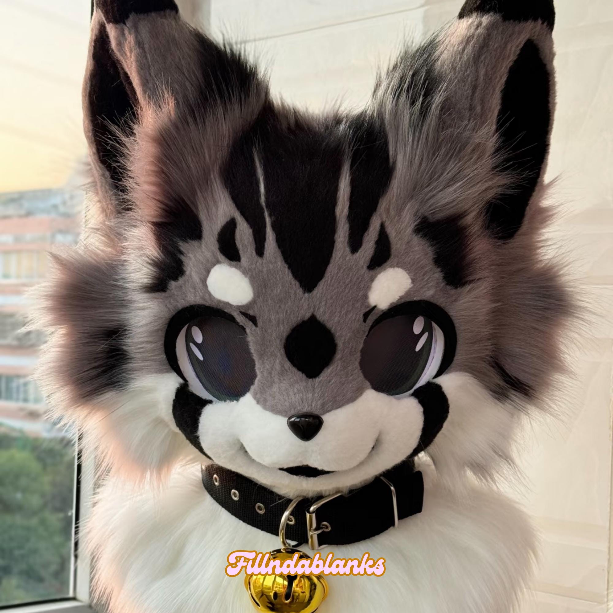 Cute Black Tabby Cat Fursuit Head, Custom Fursuit Head, Kenomo Theme ...