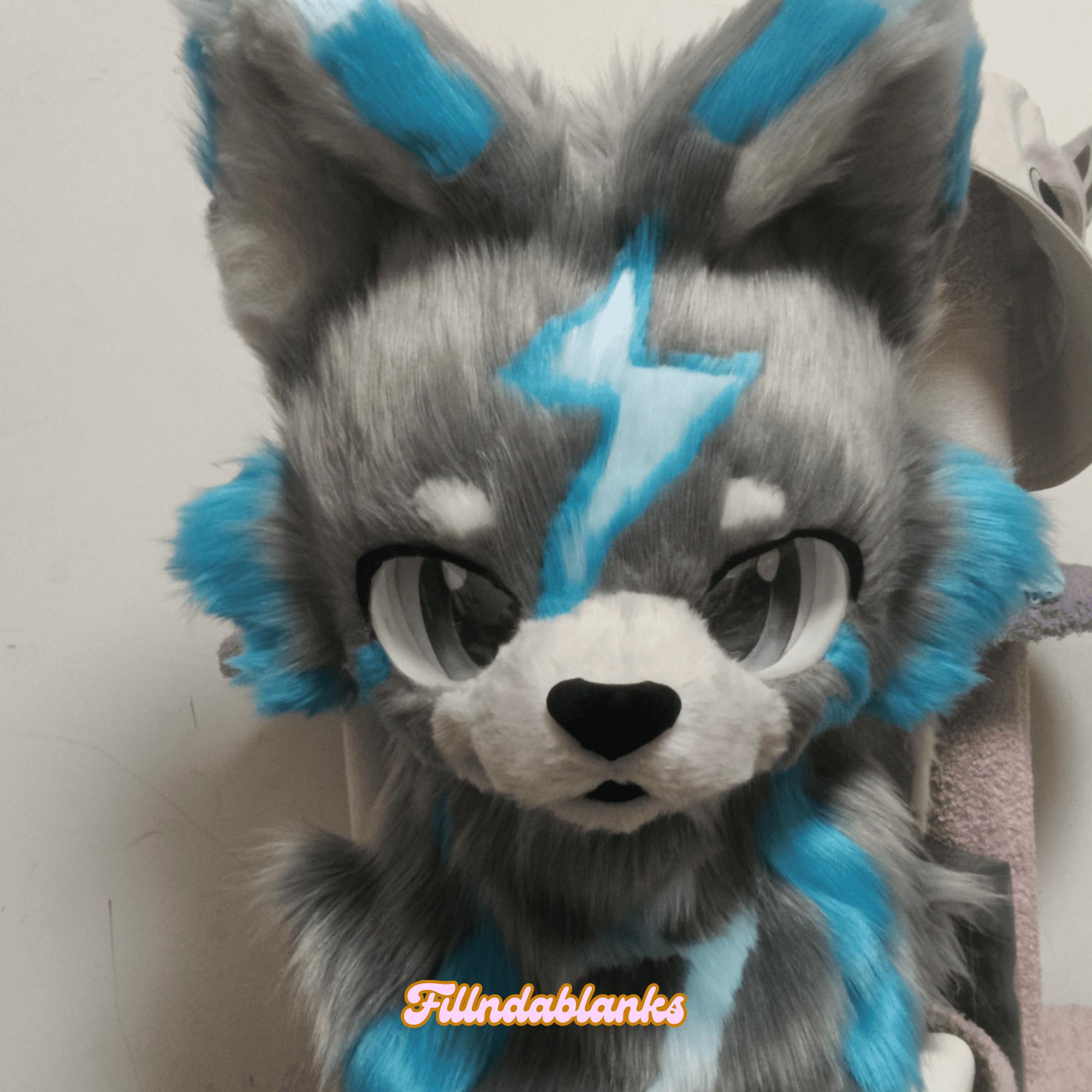 Lightning Black Dog Fursuit Head, Custom Fursuit Head, Kenomo Theme ...