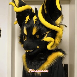 Golden Snake Wolf Fursuit Head, Custom Fursuit Head, Kenomo Theme Party ...