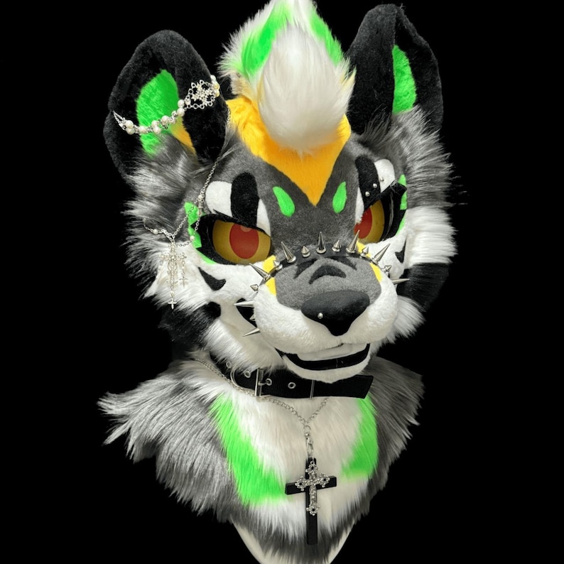 Evil Green Fluorescent Tiger Fursuit Head, Custom Fursuit Head, Kenomo ...