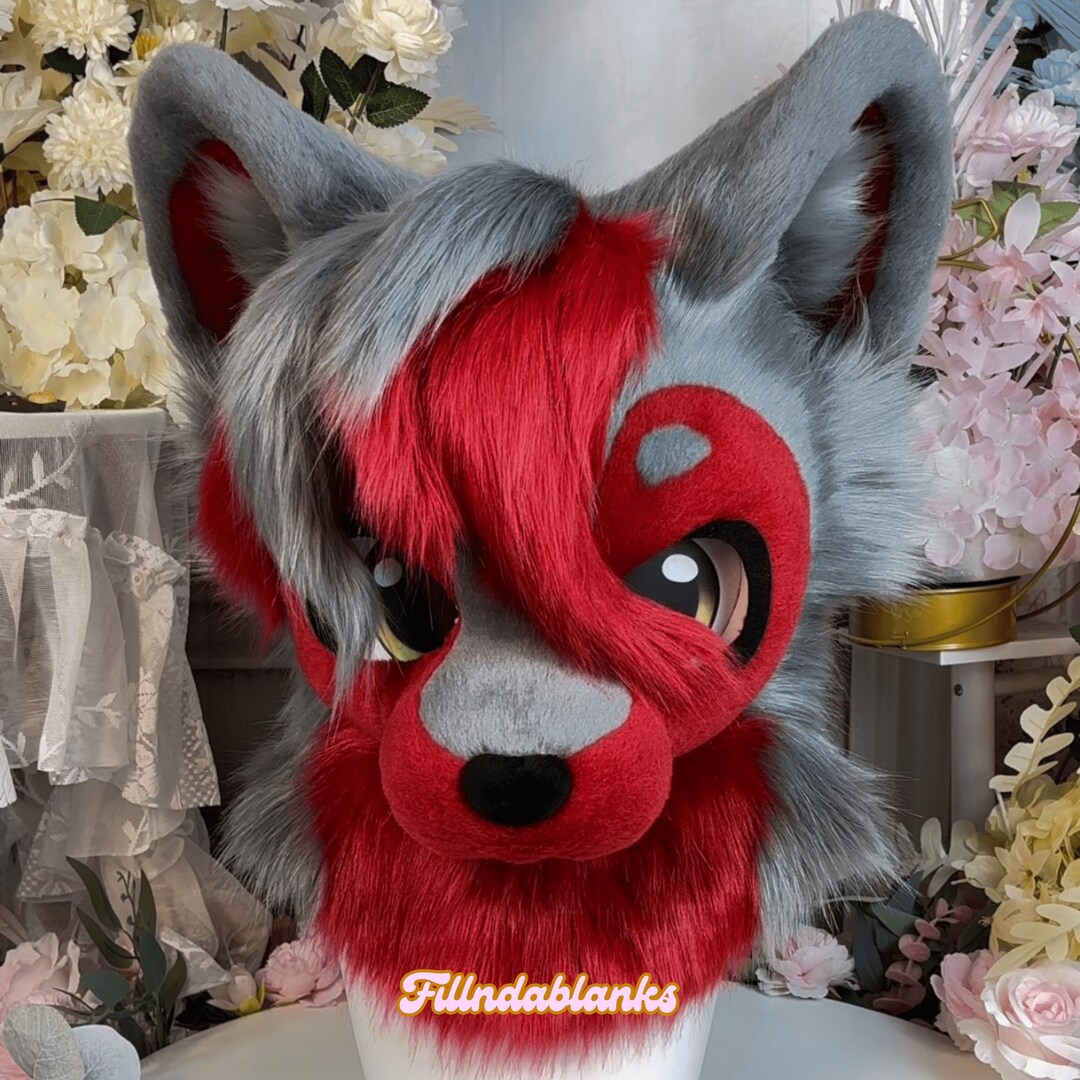 Hellfire Hound Fursuit Head, Custom Fursuit Head, Kenomo Theme Party, Fursuit Mask, Fantasy ...