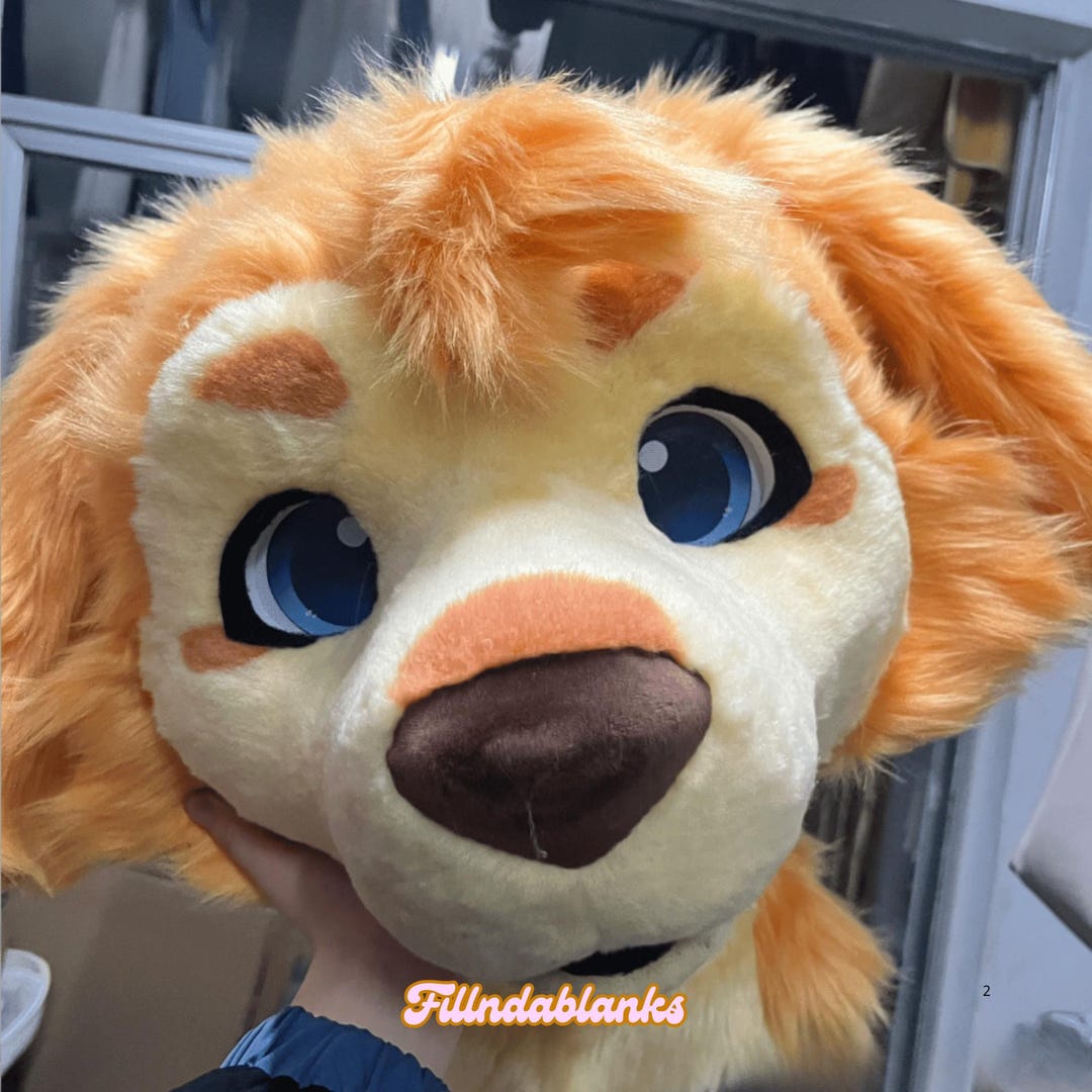 Cute Cream Bread Dog Fursuit Head, Custom Fursuit Head, Kenomo Theme ...