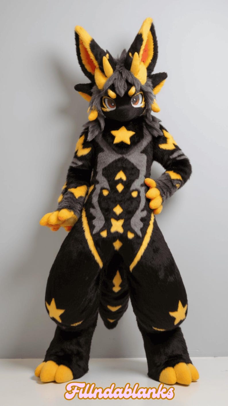 Shadow Night Starlight Dog Fursuit Full Body Suit, Custom Fursuit Head ...
