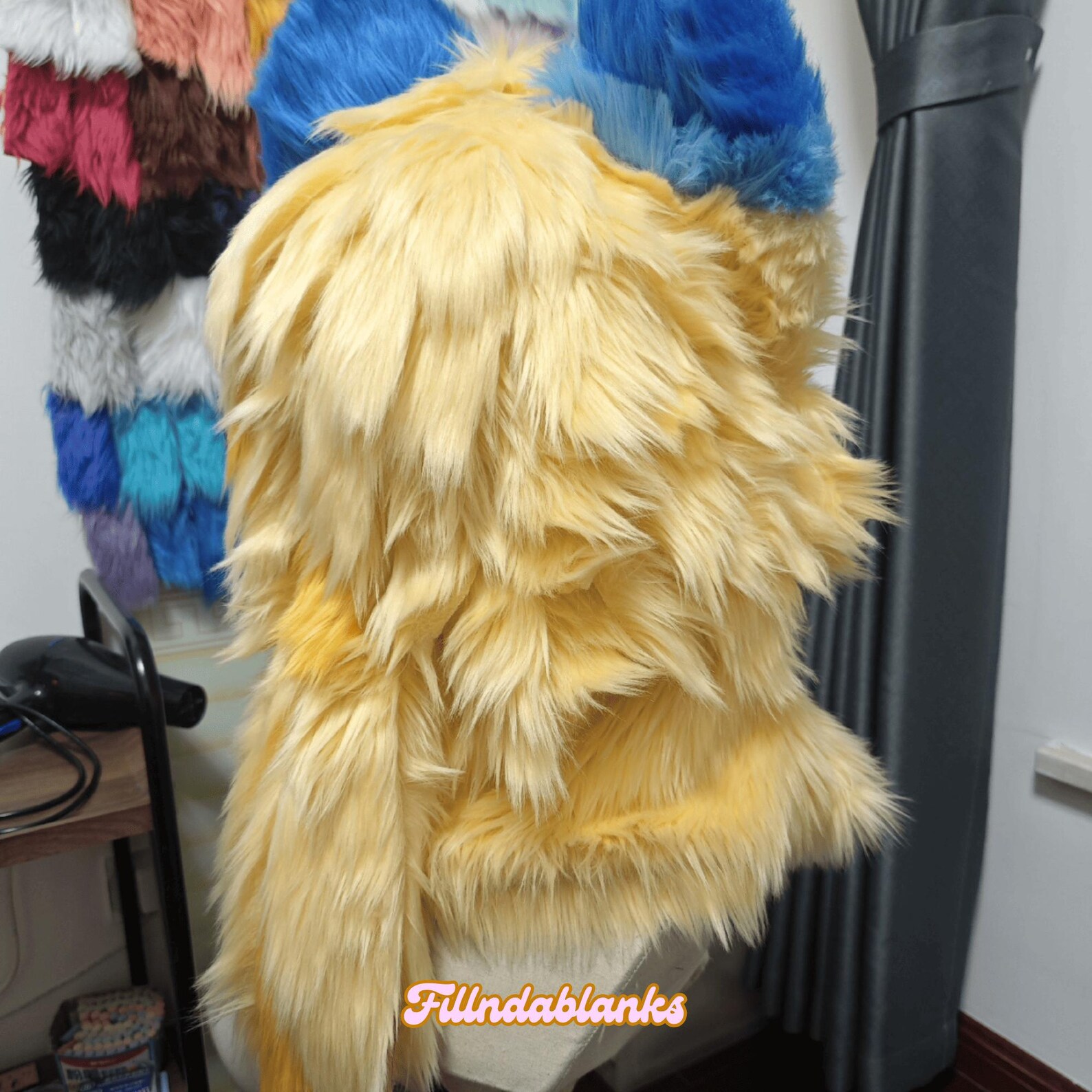 Yellow Flame Dog Fursuit Head, Custom Fursuit Head, Kenomo Theme Party ...
