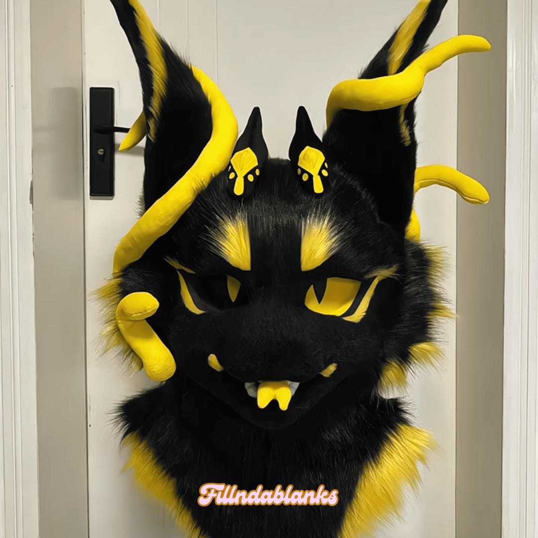 Golden Snake Wolf Fursuit Head, Custom Fursuit Head, Kenomo Theme Party ...