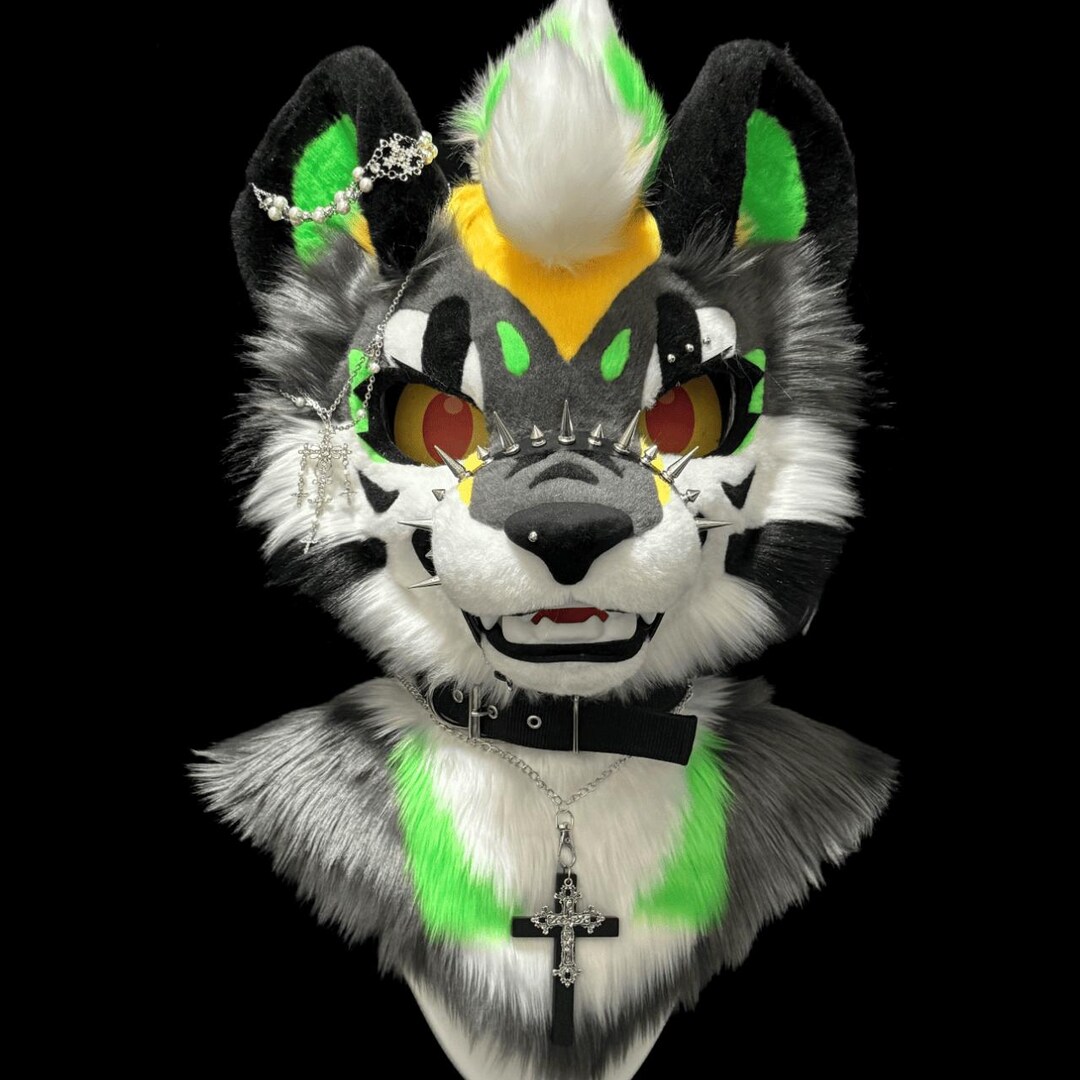 Evil Green Fluorescent Tiger Fursuit Head, Custom Fursuit Head, Kenomo ...