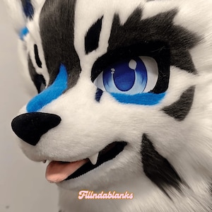 Blue-striped Arctic Fox Fursuit Head, Custom Fursuit Head, Kenomo Theme ...