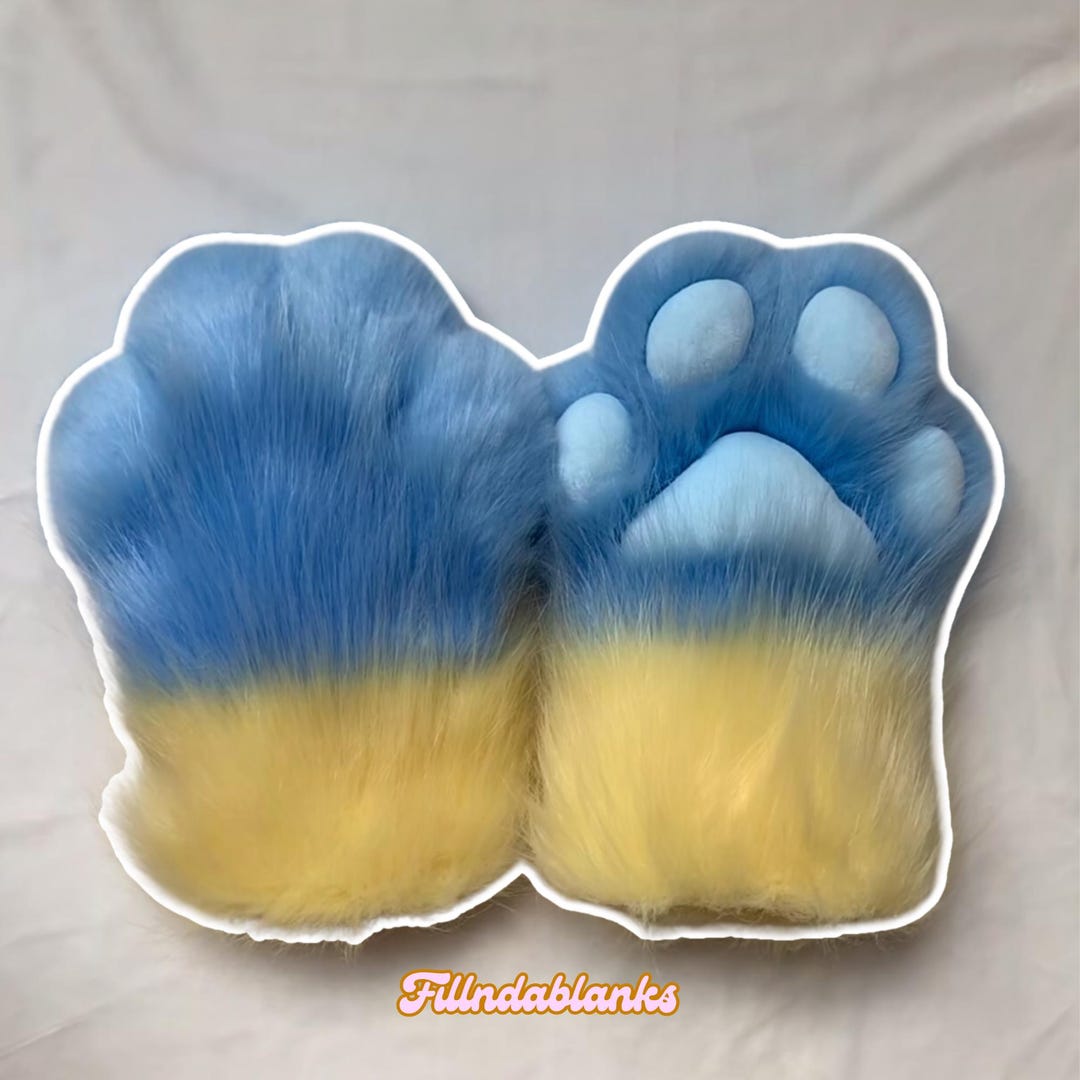 Cute Blue Split Fursuit Paw,patchwork Paws,furry Nails,four-finger Claw ...