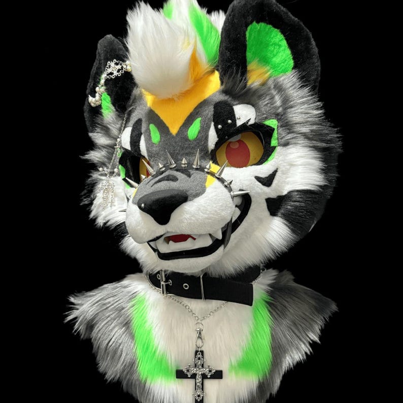 Evil Green Fluorescent Tiger Fursuit Head, Custom Fursuit Head, Kenomo ...