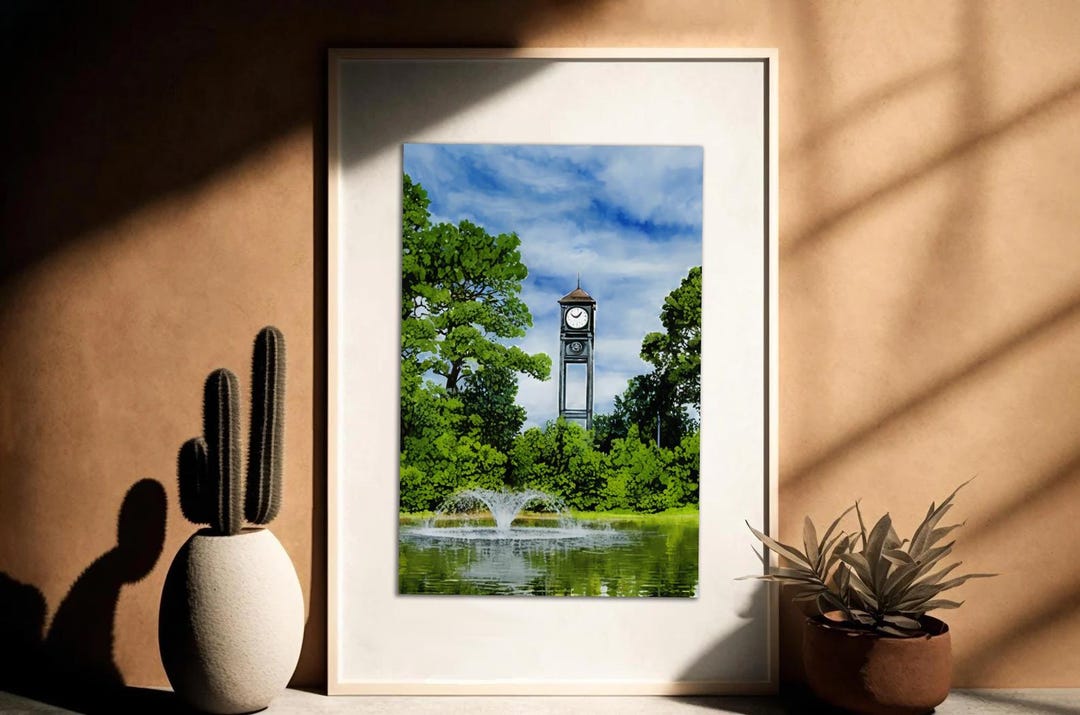 UNCW Aesthetic Wall Art Print Wilmington North Carolina Clock Tower ...