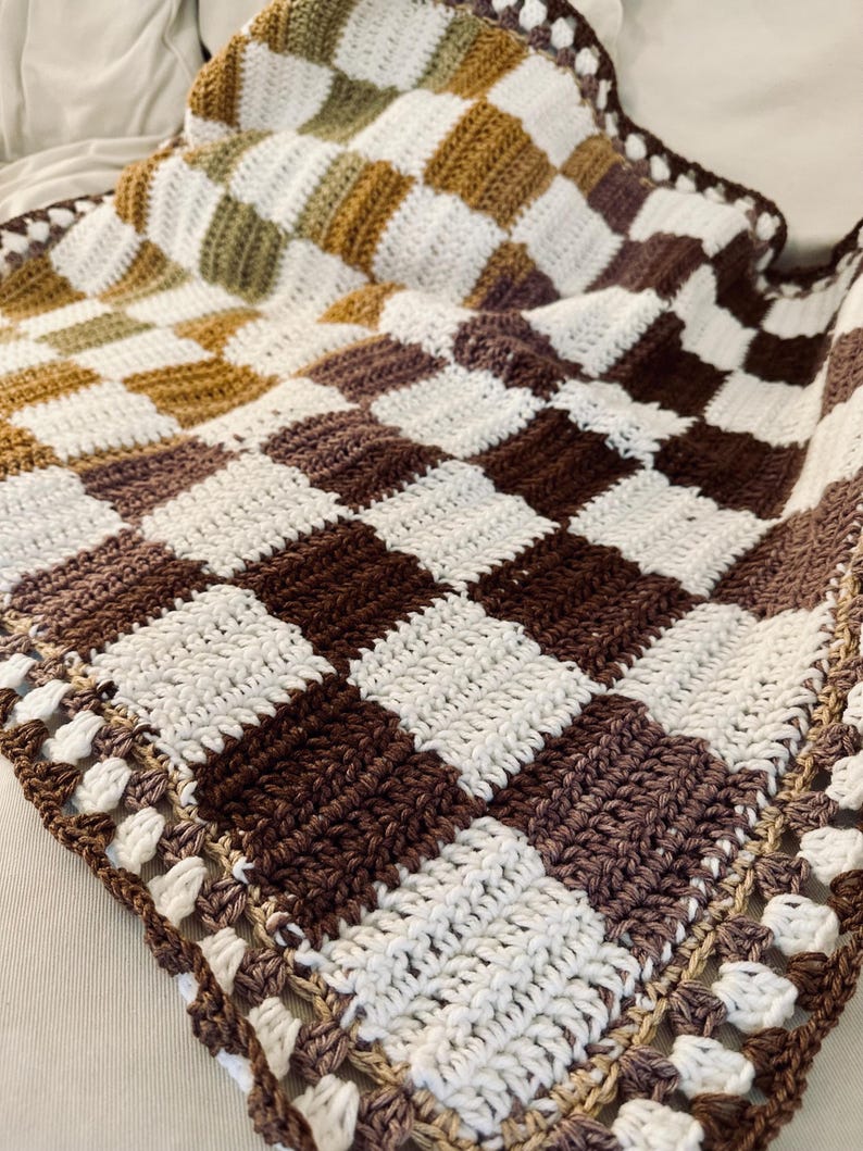 Checkered Baby Blanket | Crochet Baby Blanket | Checkered Baby Decor ...