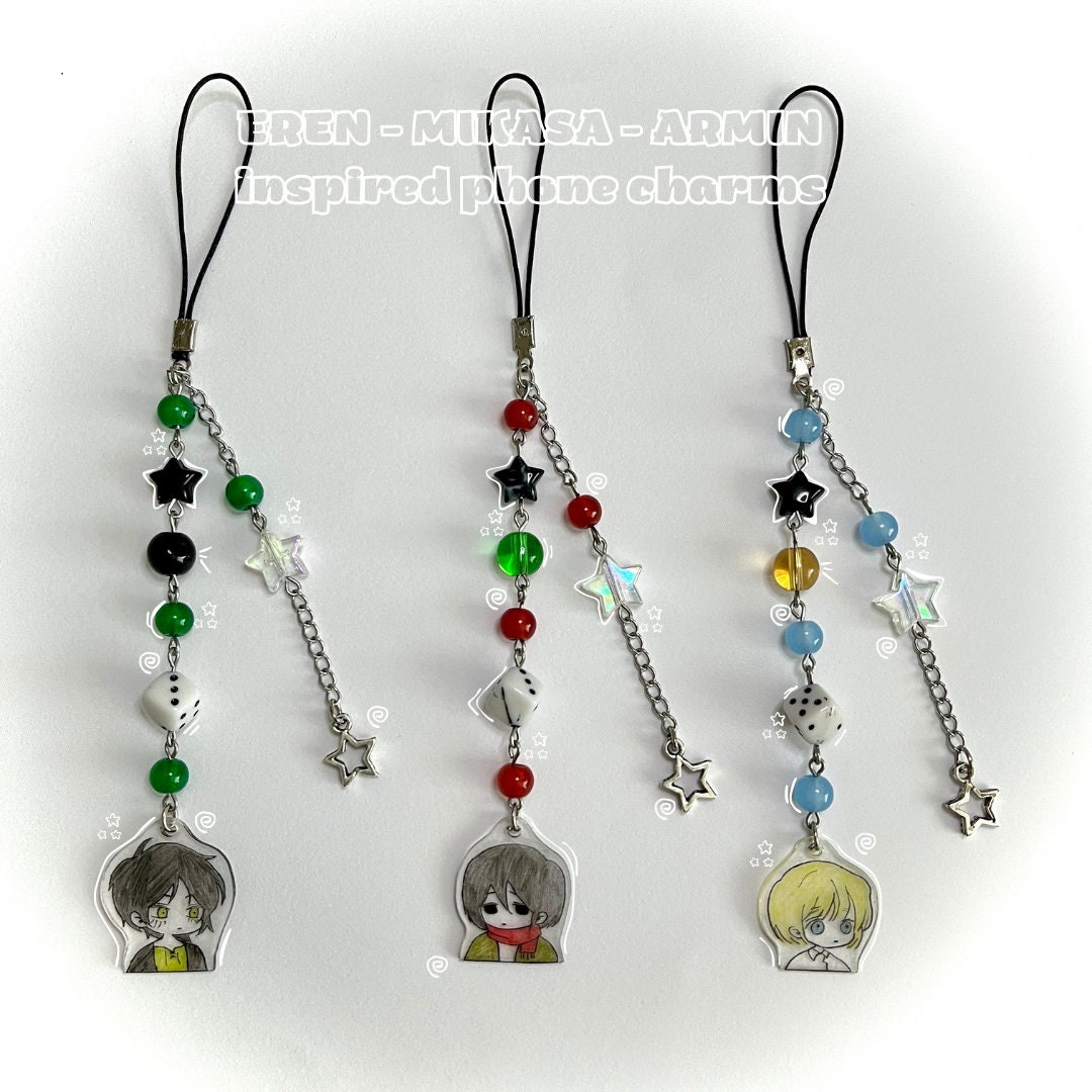 Aot Inspired Phone Charms / Eren / Mikasa / Armin / Handmade Jewelry ...