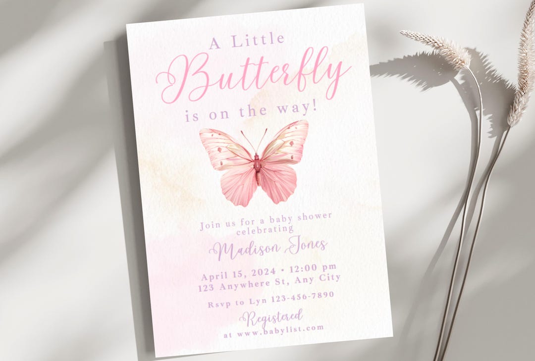 EDITABLE A Little Butterfly is on the Way Invitation, Baby Shower ...