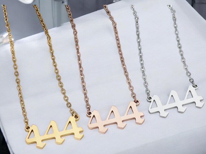 Gold Stainless Steel Angel Number Necklace for Men-women-personalized ...