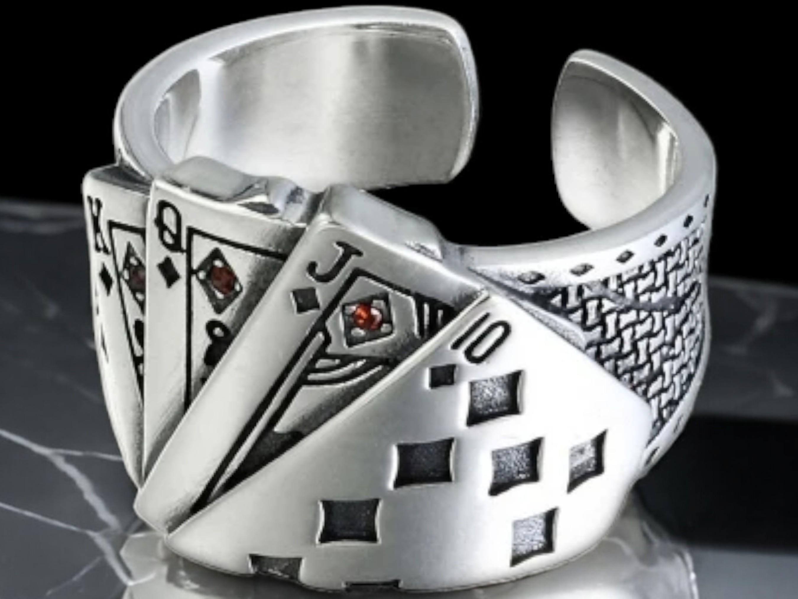 Hip Hop Playing Card Ring-adjustable Lucky Band,cool Finger Ring for ...