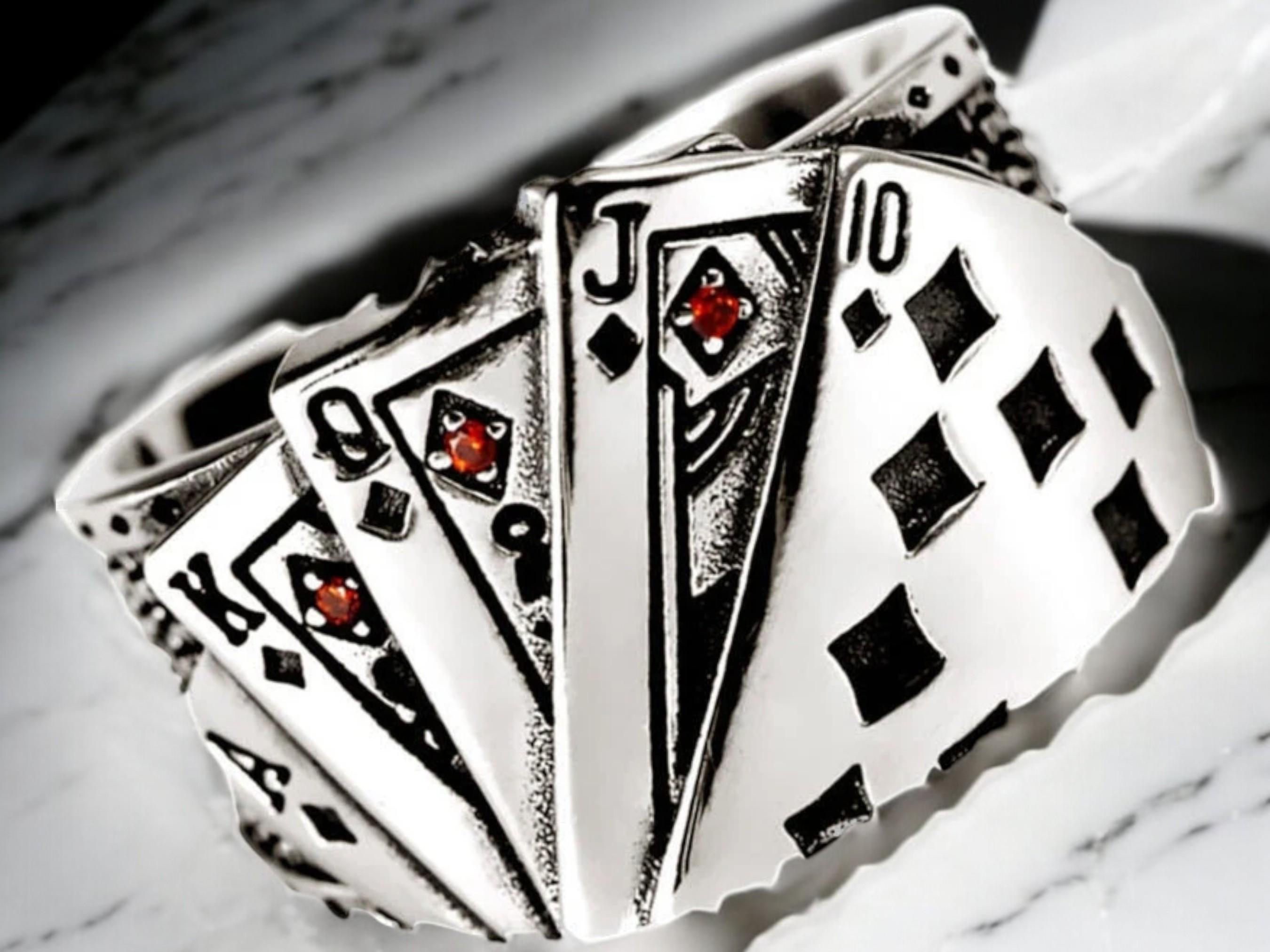 Hip Hop Playing Card Ring-adjustable Lucky Band,cool Finger Ring for ...
