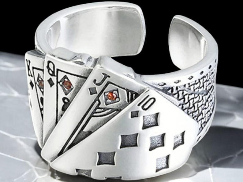 Hip Hop Playing Card Ring-adjustable Lucky Band,cool Finger Ring for ...