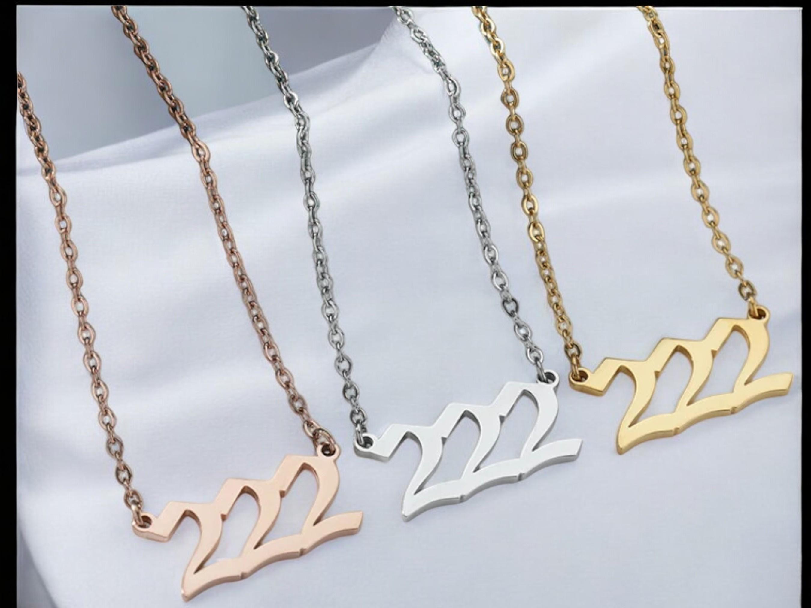 Gold Stainless Steel Angel Number Necklace for Men-women-personalized ...