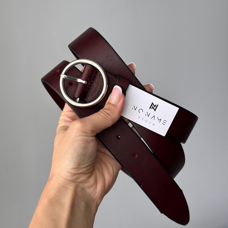 Burgundy Genuine Leather Belt for Women – Minimalist Handmade Belt With ...