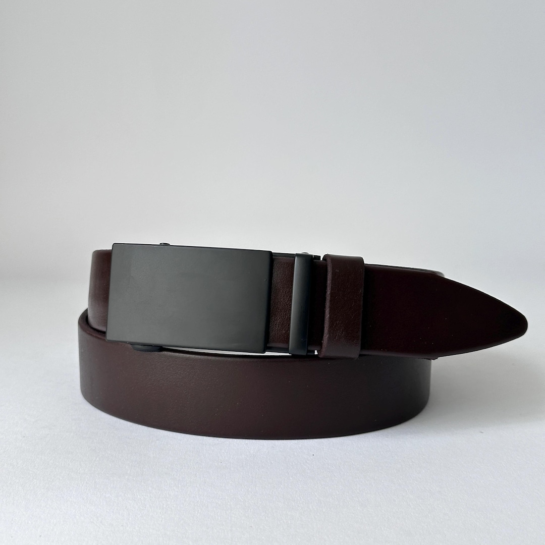 Groom Ratchet Leather Belt – Automatic Matte Buckle for Wedding Suit ...
