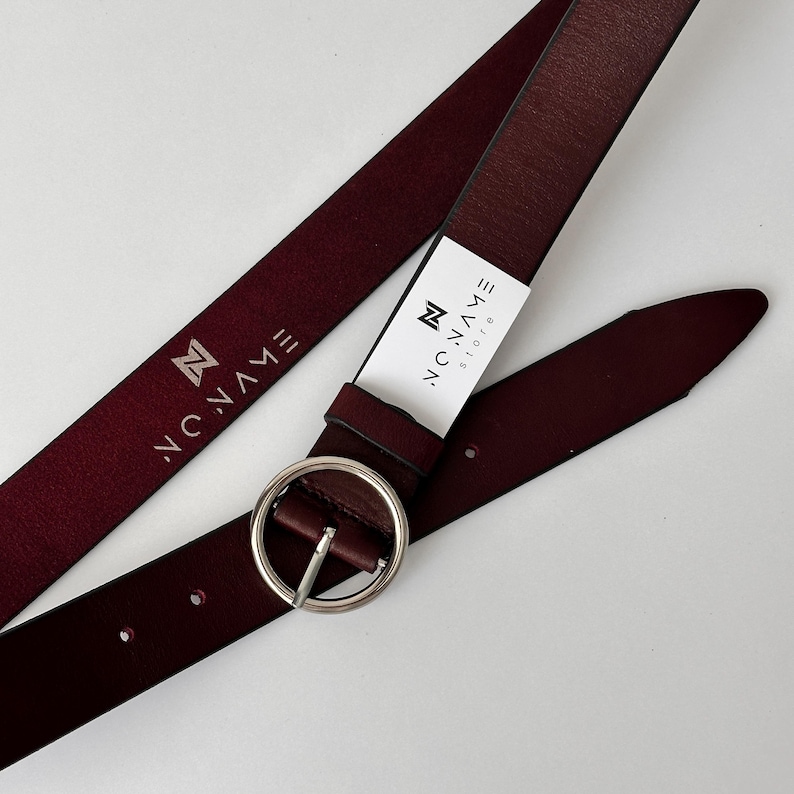Burgundy Genuine Leather Belt for Women – Minimalist Handmade Belt With ...