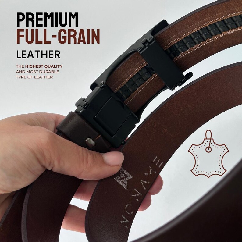 Groom Ratchet Leather Belt – Automatic Matte Buckle for Wedding Suit ...