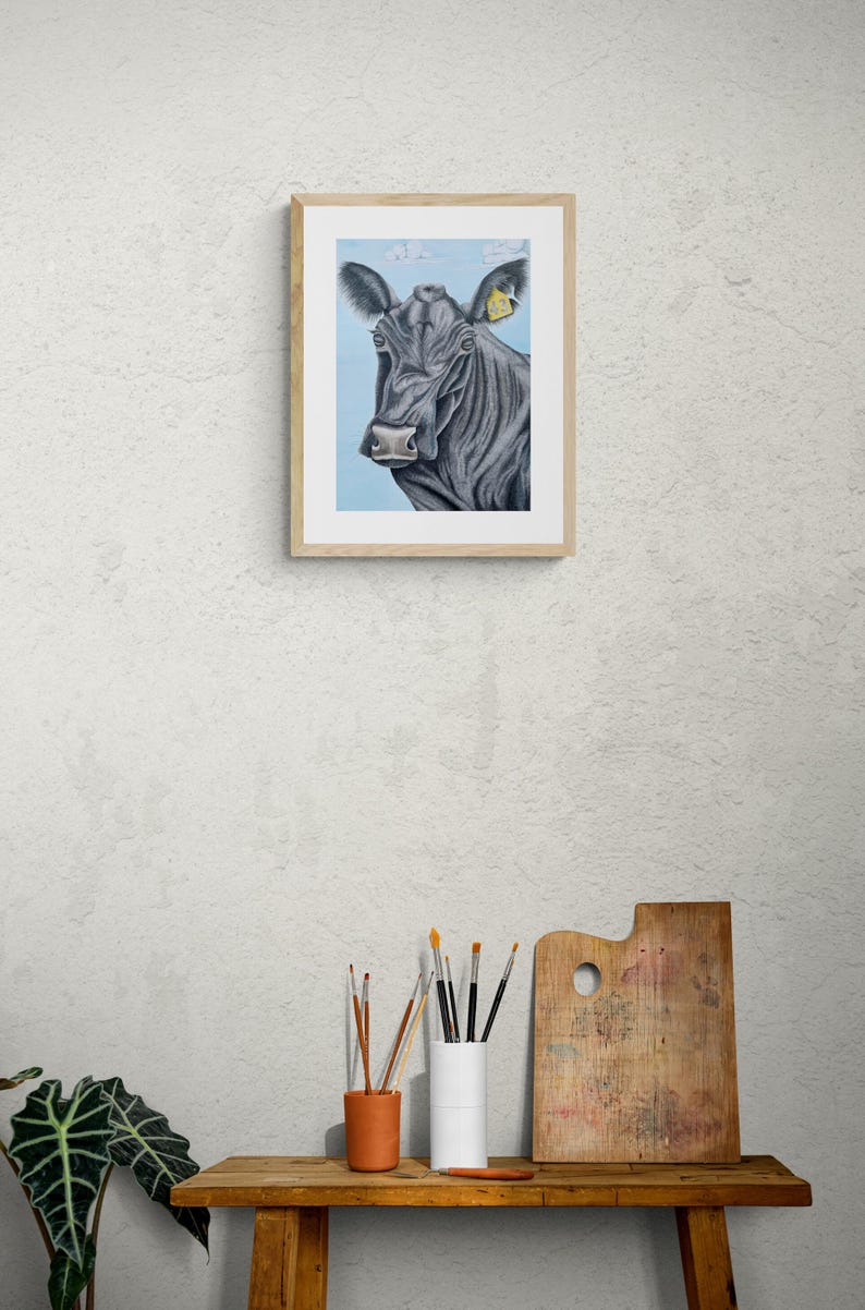 Black Angus Cow Art Print, Hand Drawn With Alcohol Ink Markers - Etsy