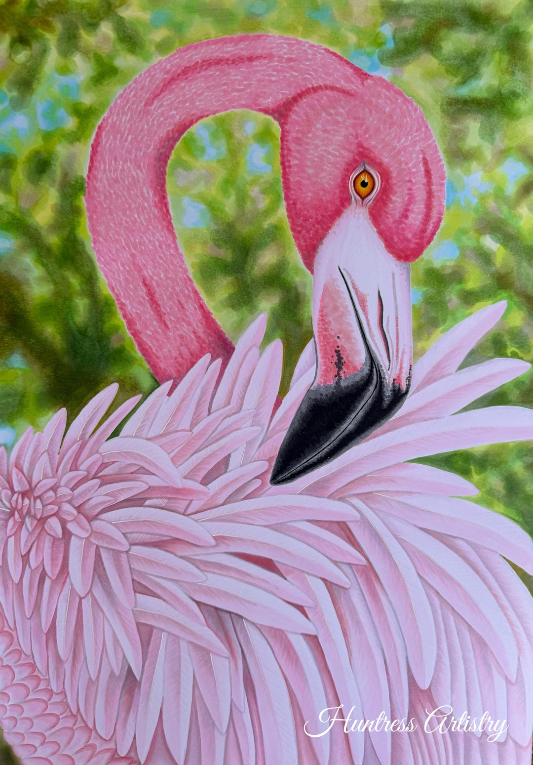 Flamingo, Fine Art Print, Hand Drawn With Alcohol Ink Markers - Etsy