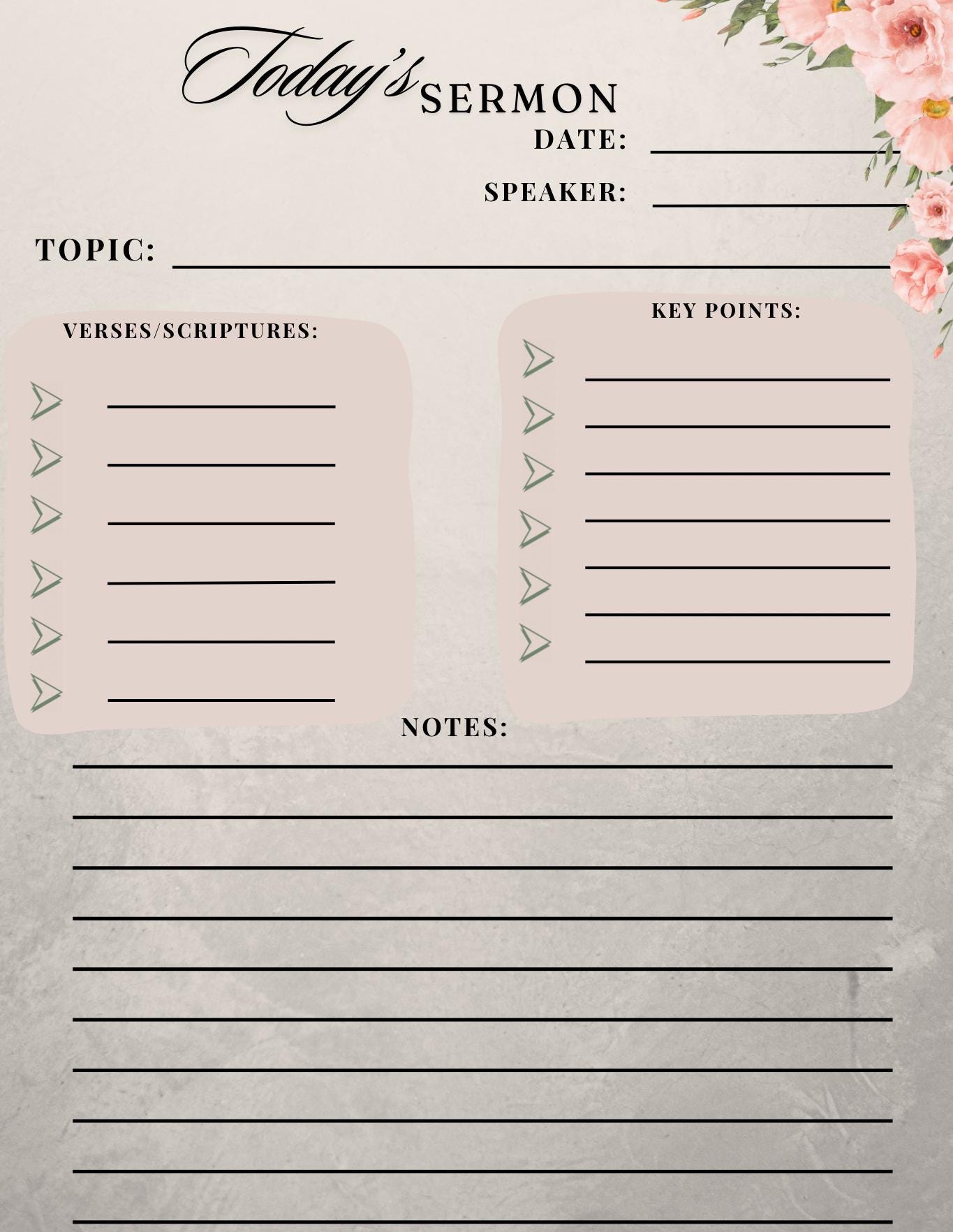 Church Notes/ Notebook Template - Etsy