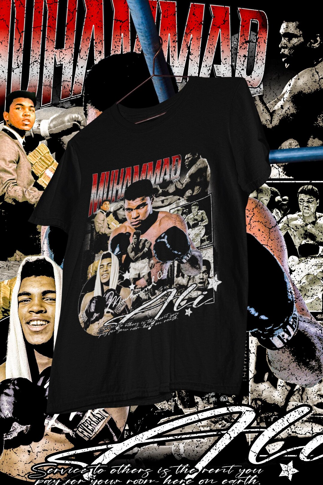 Muhammad Ali Retro Vintage PNG T-shirt Design, Bootleg Tees Design ...