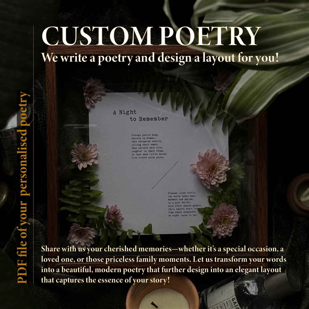 Custom Poetry Poster Design. Personalised Poem Art Print. Unique Gift ...