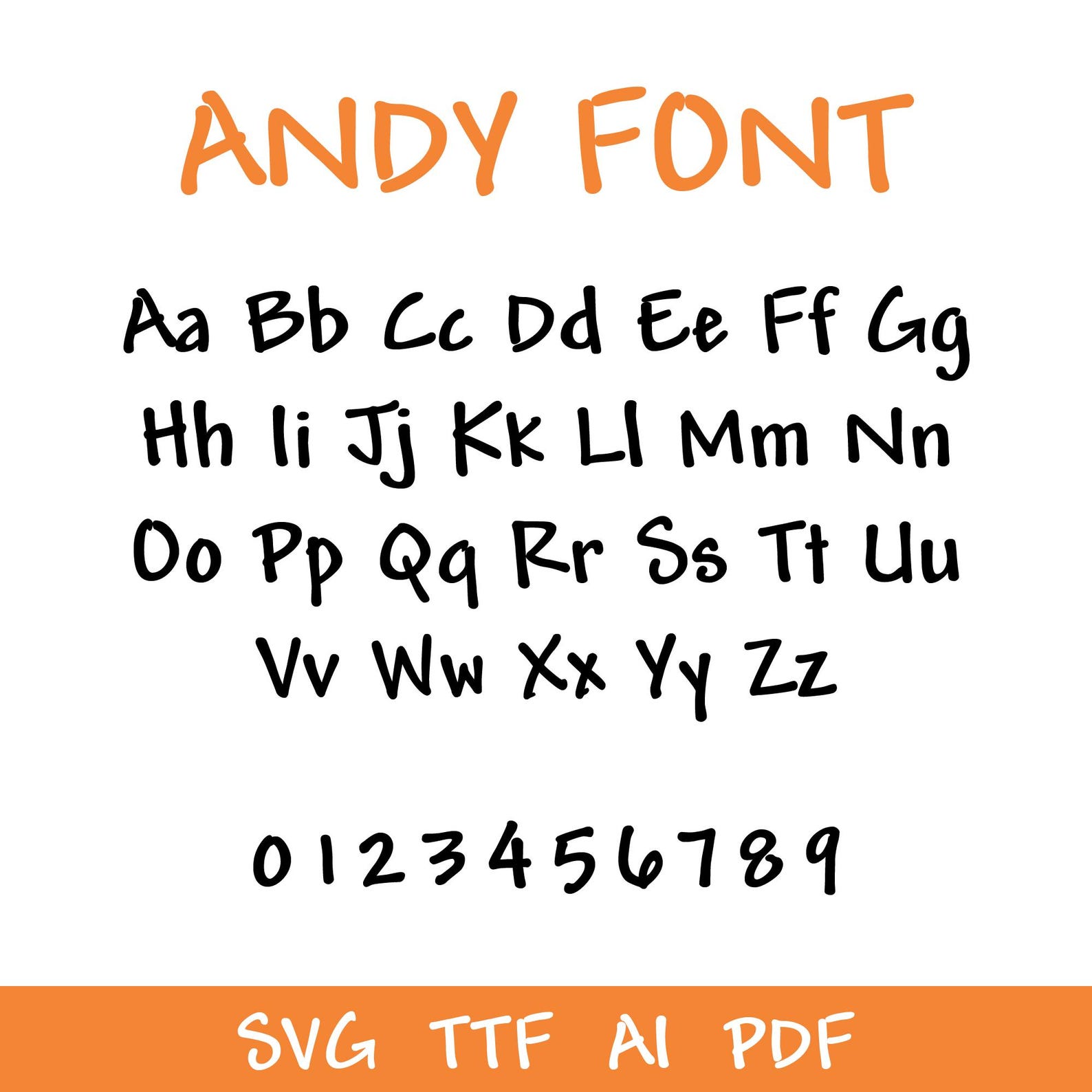 ANDY FONT SVG, Digitaler Download, Schrift SVG, Andy SVG, Alphabet SVG ...