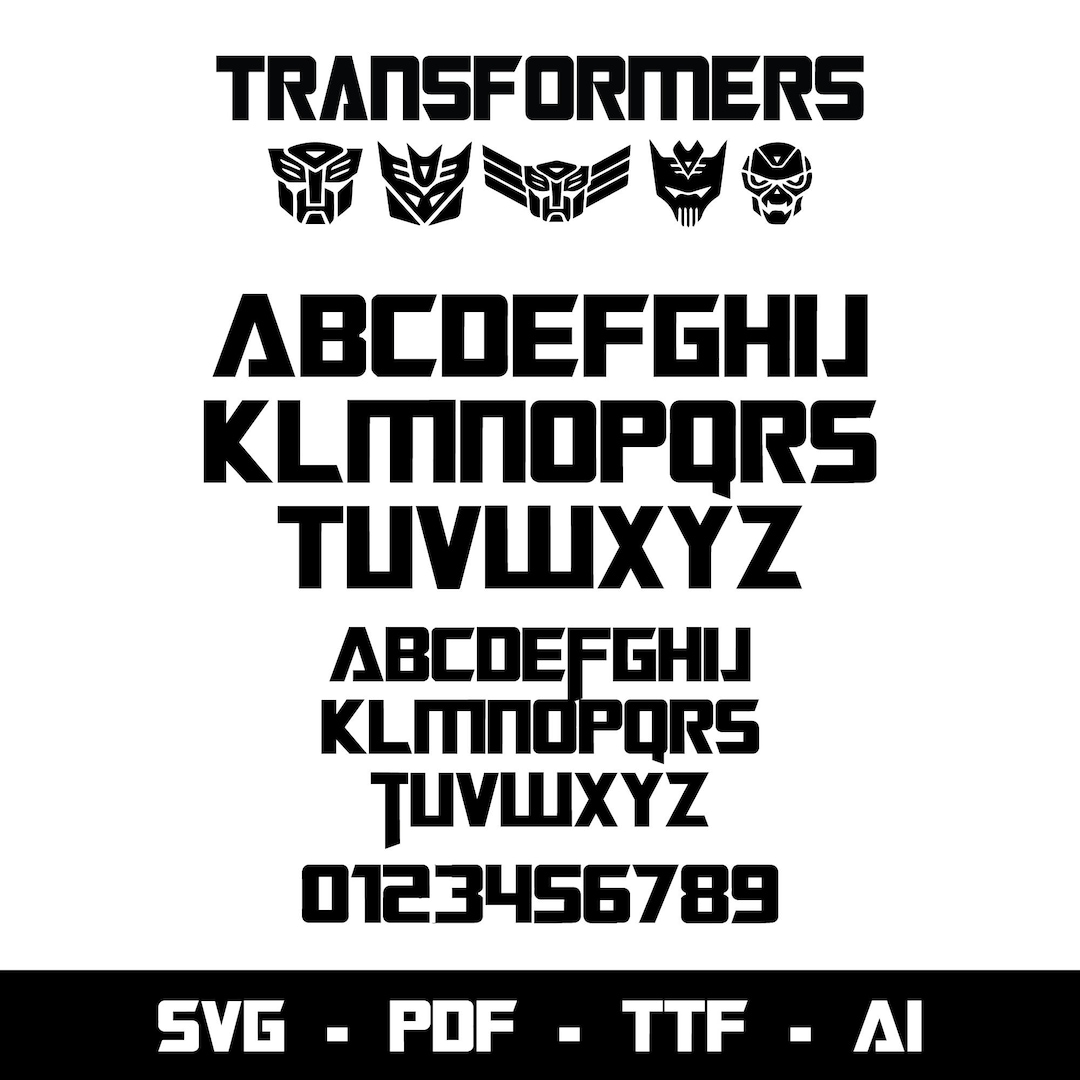 Robot Font Transformer Alphabet SVG Robot Head Skine Robot Logo Font Transformer Faces Svg ...
