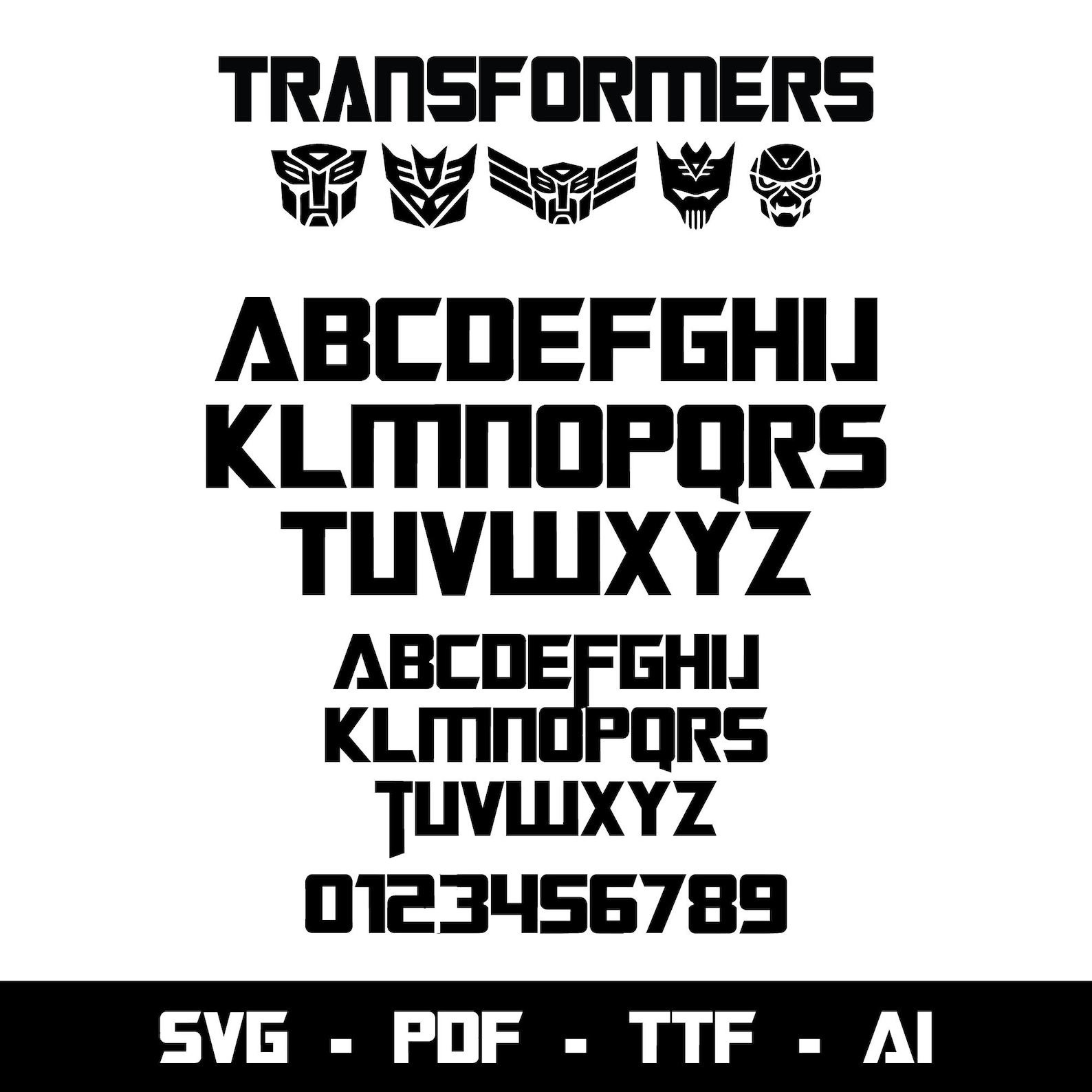 Robot Font Transformer Alphabet SVG Robot Head Skine Robot Logo Font ...