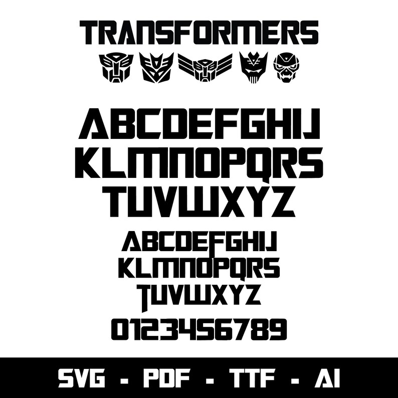 Robot Font Transformer Alphabet SVG Robot Head Skine Robot Logo Font Transformer Faces Svg ...