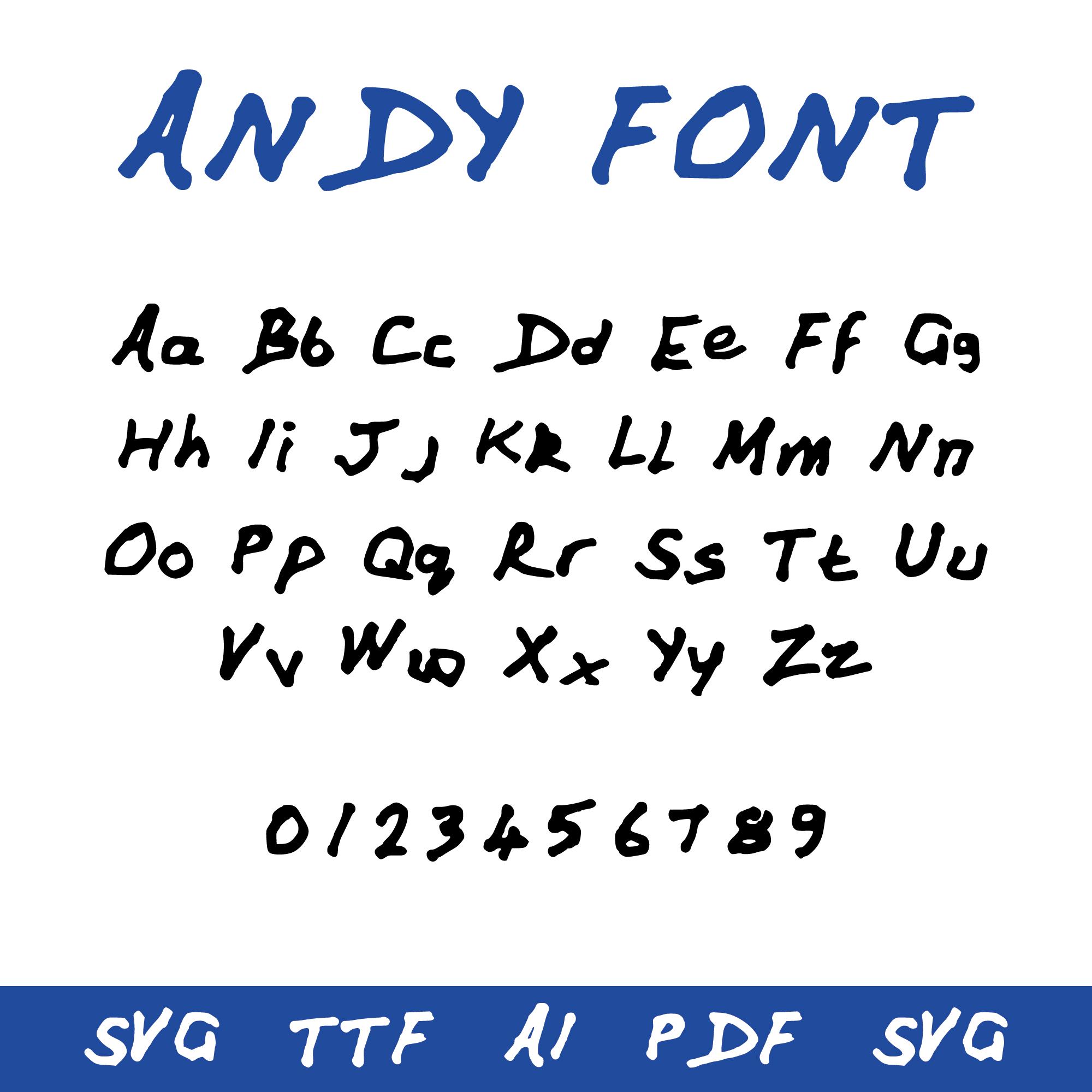 ANDY FONT SVG, Digital Download, Font Svg, Andy Svg, Alphabet Svg, Toy ...
