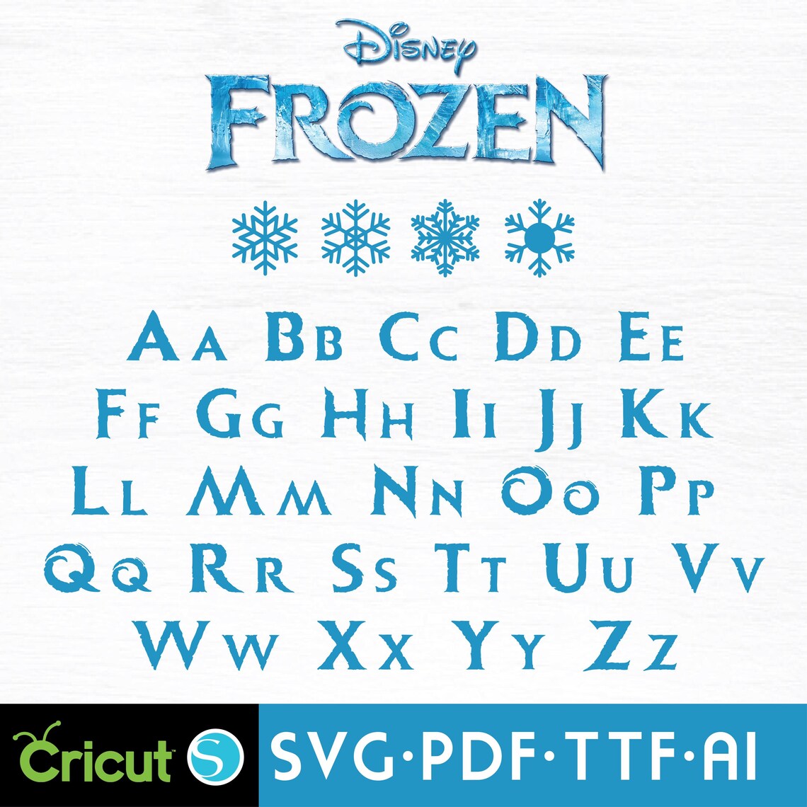 Frozen Font Svg Layered Files, Frozen Alphabet Letters and Numbers Dxf ...