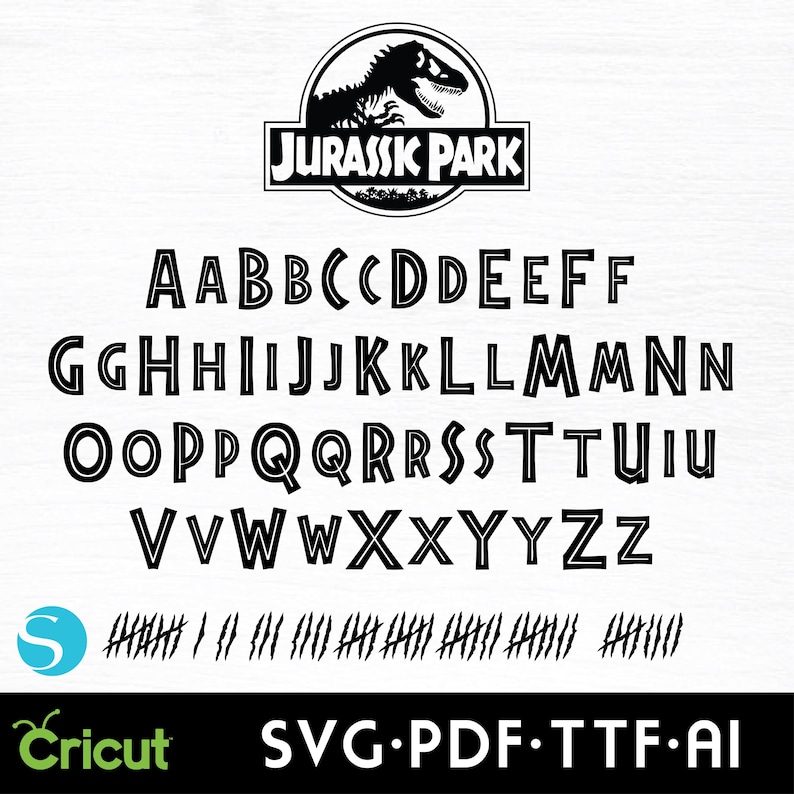Dino Font Svg, Jurrasick Alphabet, Jurassic Park Font SVG, Jurassic ...