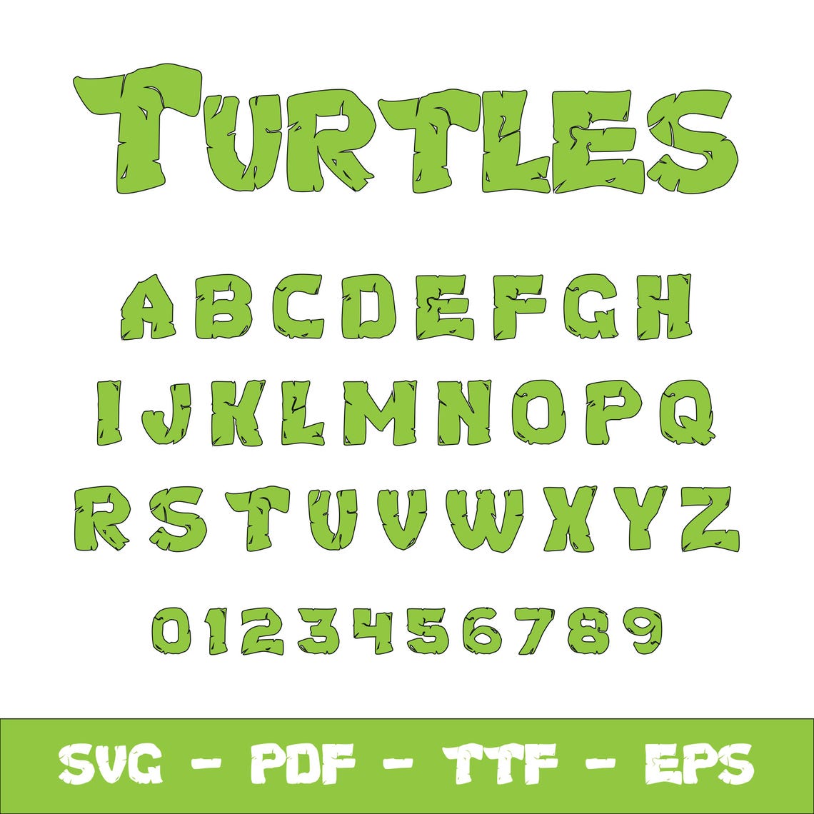 Ninja Turtles Font Svg , Alphabet Turtles , Files for Cricut, Ninja ...